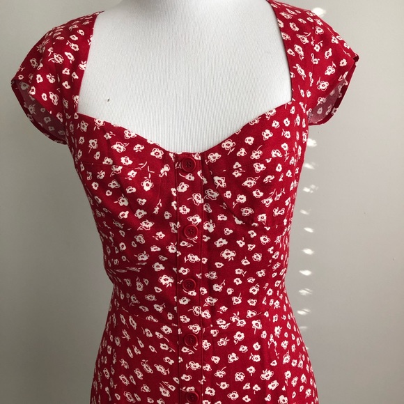 Reformation | Dresses | Reformation Cheri Red Floral Mini Dress | Poshmark